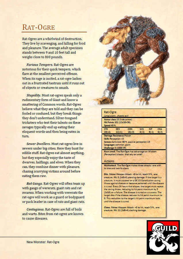 New Monster: Rat-Ogre - Dungeon Masters Guild | DriveThruRPG