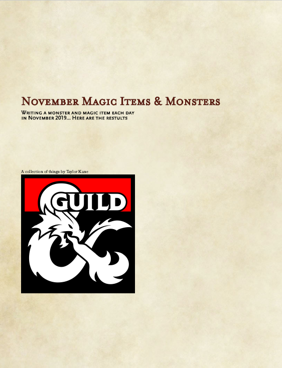 30 Magic Items & Monsters (2019 Challenge) - Dungeon Masters Guild ...