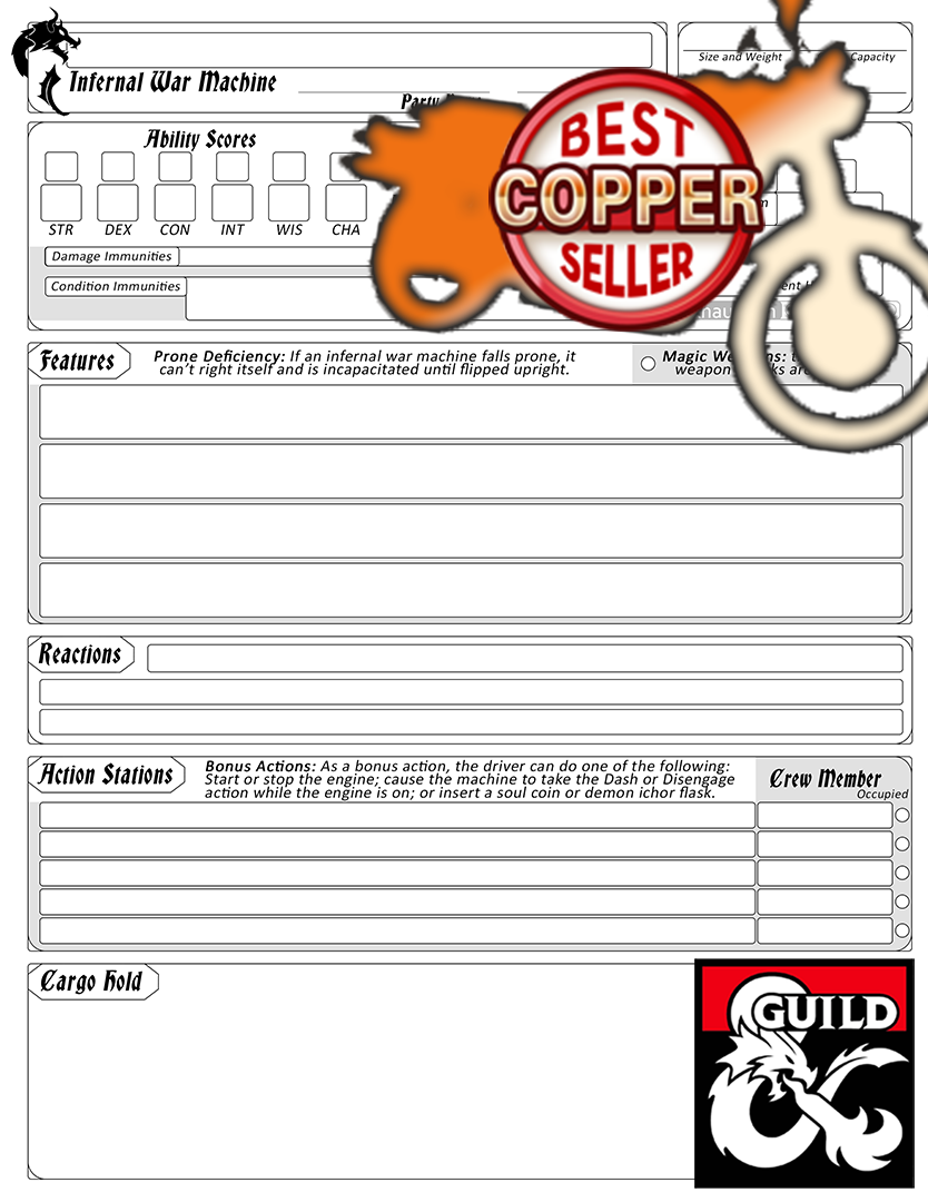 Infernal War Machine Sheet 5e - Dungeon Masters Guild | DriveThruRPG