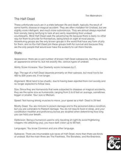 The Half-Dead - Dungeon Masters Guild | DriveThruRPG