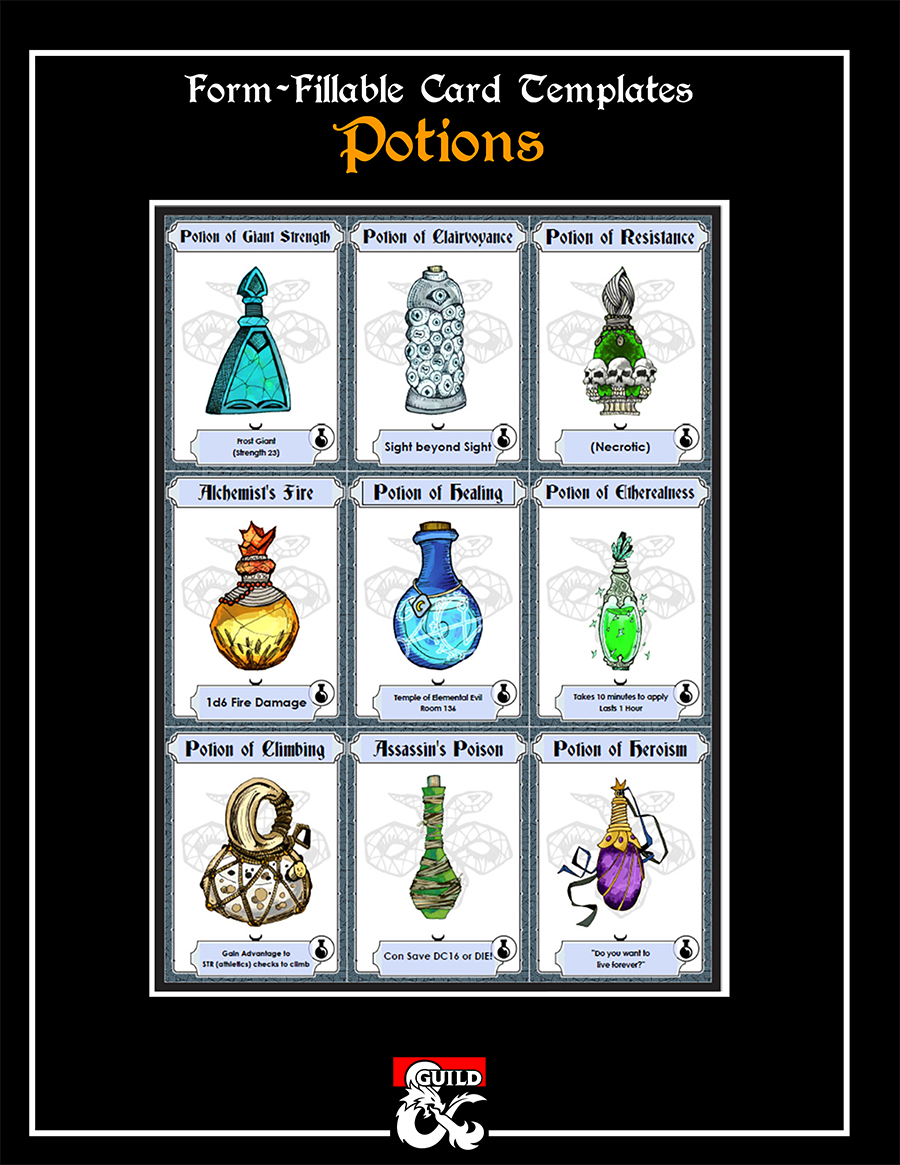 Form-Fillable Potion Card Templates and Art Library - Dungeon Masters ...