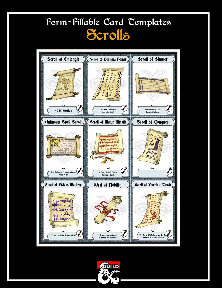 Form-Fillable Scroll Card Templates and Art Library - Dungeon Masters ...