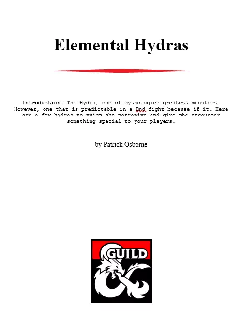 Elemental Hydras - Dungeon Masters Guild | DriveThruRPG