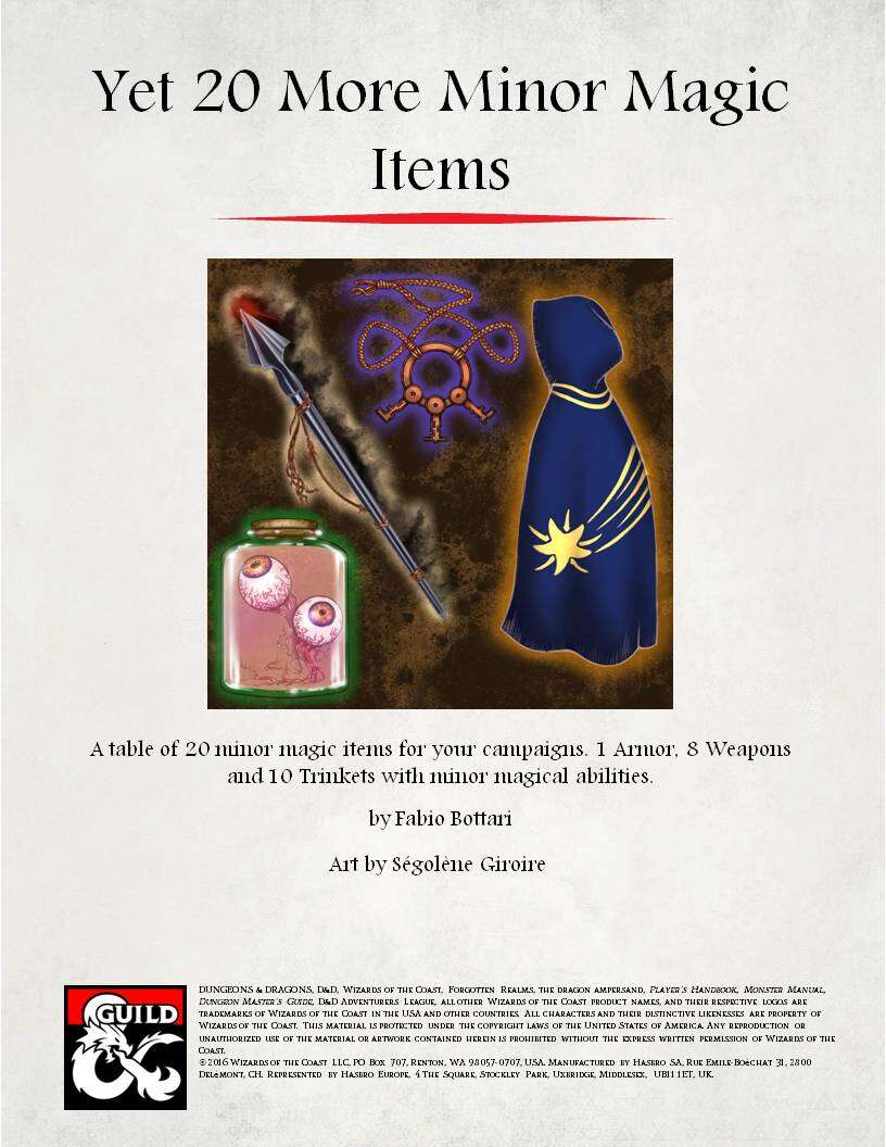 Yet 20 More Minor Magic Items - Dungeon Masters Guild | DriveThruRPG