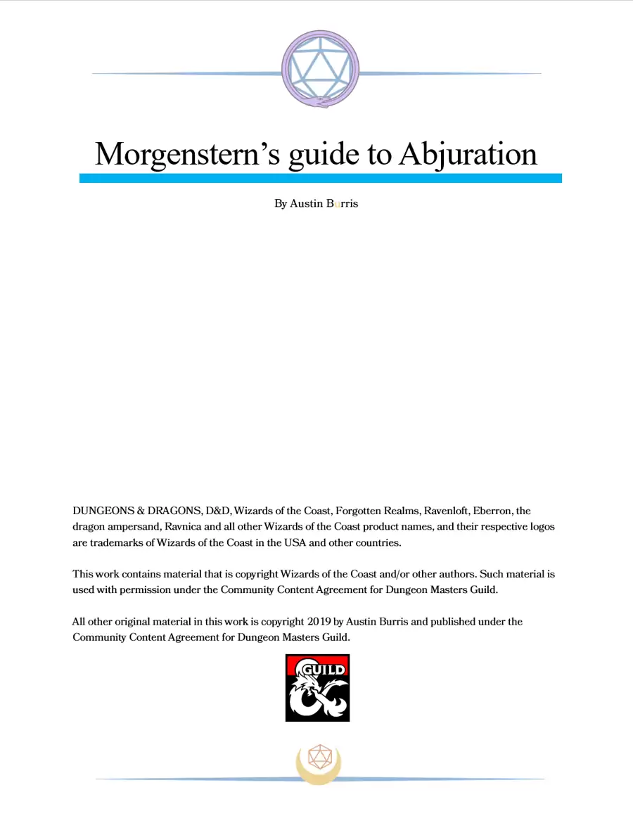 Morgenstern’s guide to Abjuration - Dungeon Masters Guild | DriveThruRPG