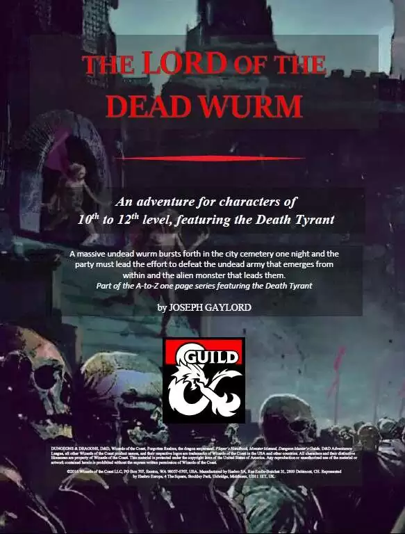 The Lord of the Dead Wurm (A level 10-12 adventure featuring the Death ...