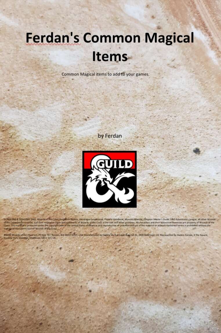 Ferdan's Common Magical Items - Dungeon Masters Guild | DriveThruRPG