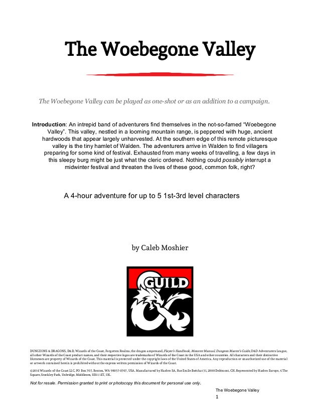 The Woebegone Valley - Dungeon Masters Guild | DriveThruRPG