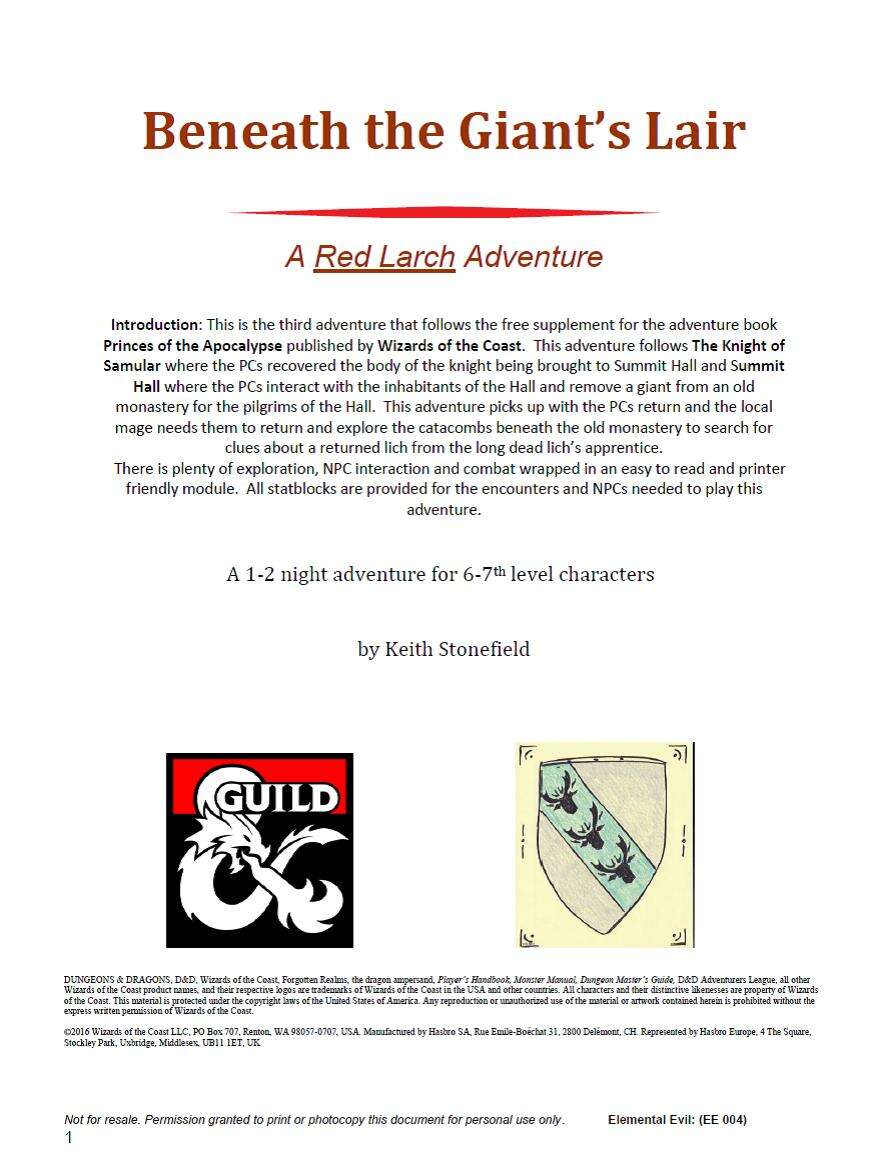 Red Larch 004: Beneath the Giants Lair - Dungeon Masters Guild ...