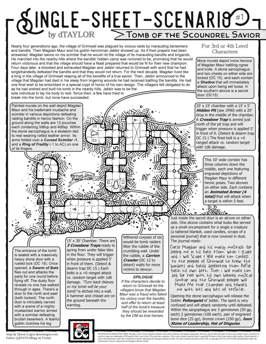 Single Sheet Scenario #1: Tomb of the Scoundrel Savior - Dungeon Masters Guild | DriveThruRPG