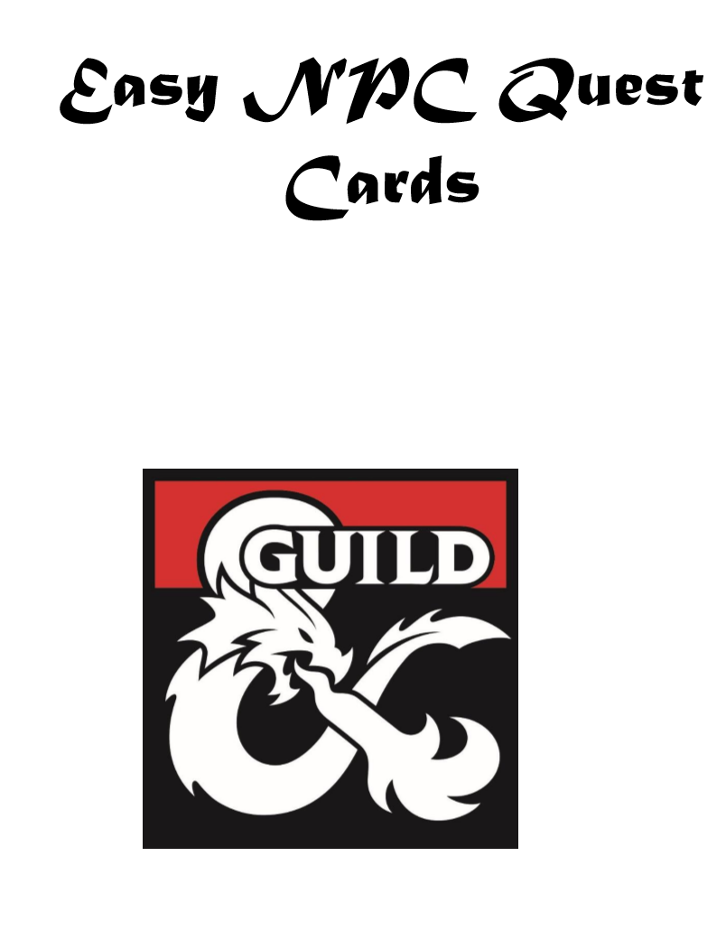 Easy NPC Quest Cards - Dungeon Masters Guild | DriveThruRPG