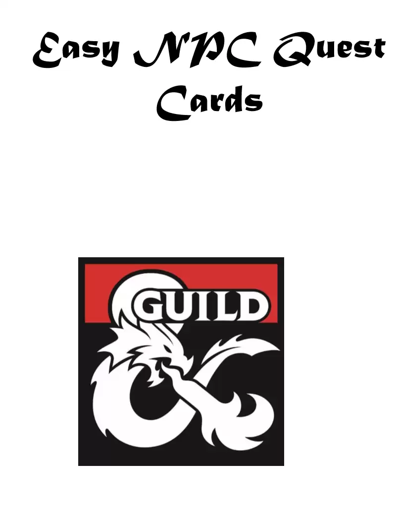 Easy NPC Quest Cards - Dungeon Masters Guild | DriveThruRPG