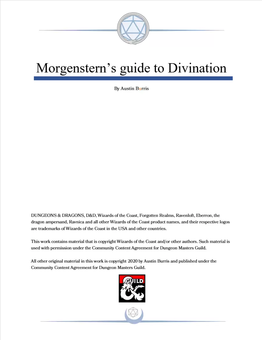 Morgenstern’s guide to Divination - Dungeon Masters Guild | DriveThruRPG