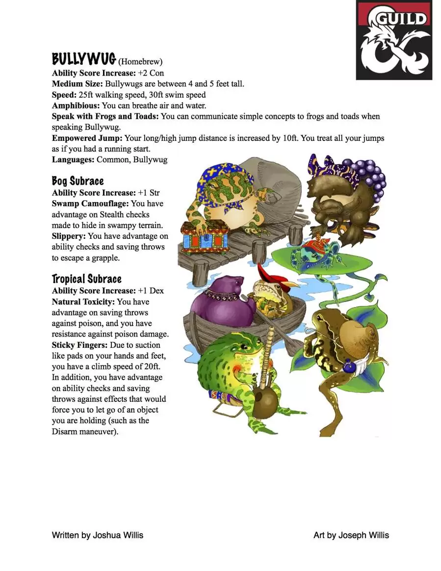 Bullywug (Homebrew Race, 5e) - Dungeon Masters Guild | DriveThruRPG
