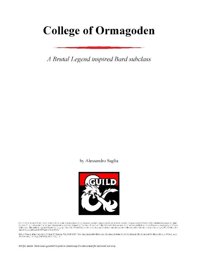 Bard Subclasses: College of Ormagoden - Dungeon Masters Guild ...