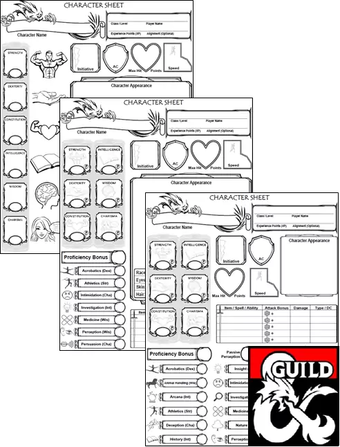Arclords Simplified 5E Character Sheet - 3x Types - Dungeon Masters ...