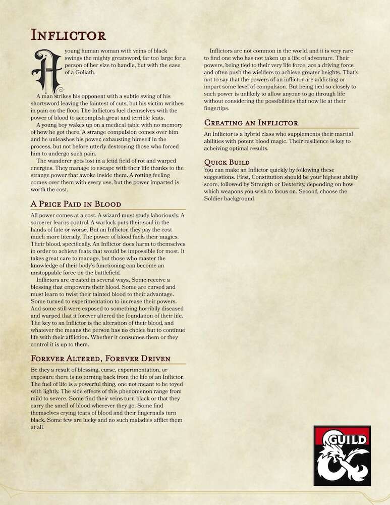 Inflictor Class for D&D 5e - Dungeon Masters Guild | DriveThruRPG