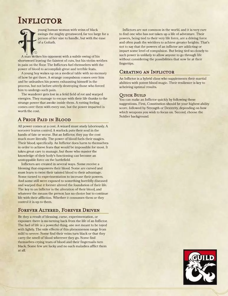 Inflictor Class for D&D 5e - Dungeon Masters Guild | DriveThruRPG