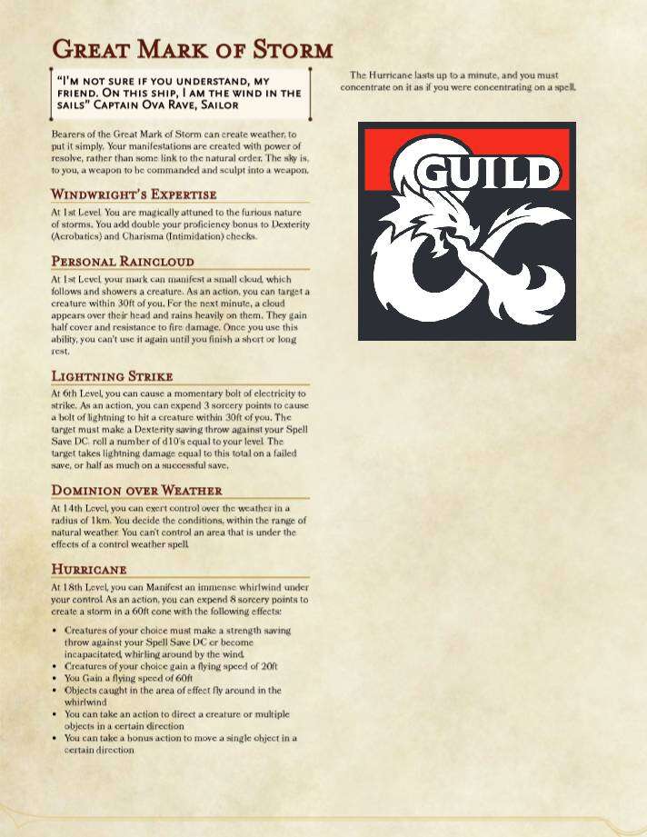 The Great Dragonmark of Storm - Sorcerous Origin - Dungeon Masters ...