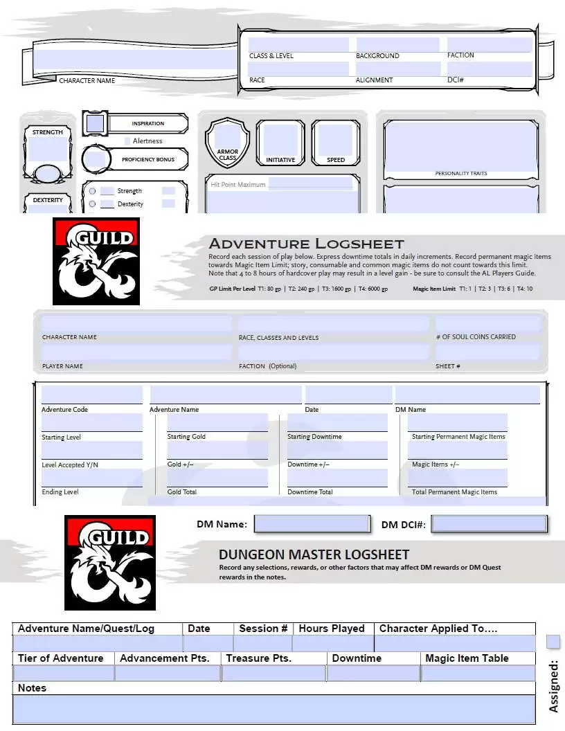 D&D 5E Character & Log Sheet Bundle (all my editable PDFs) - Dungeon ...
