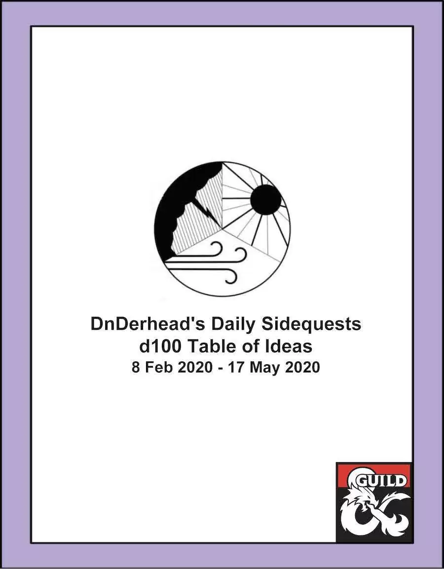 DnDerhead's Daily Sidequests: D100 Table of Adventure Ideas (No. 2 ...