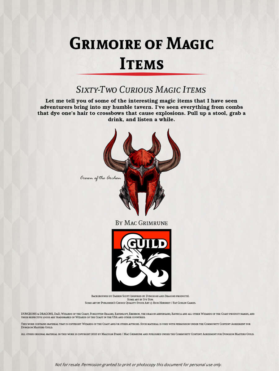 Grimoire of Magic Items - Dungeon Masters Guild | DriveThruRPG