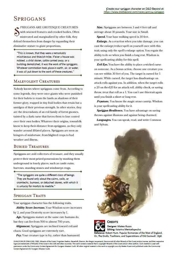 Spriggans - Dungeon Masters Guild | DriveThruRPG