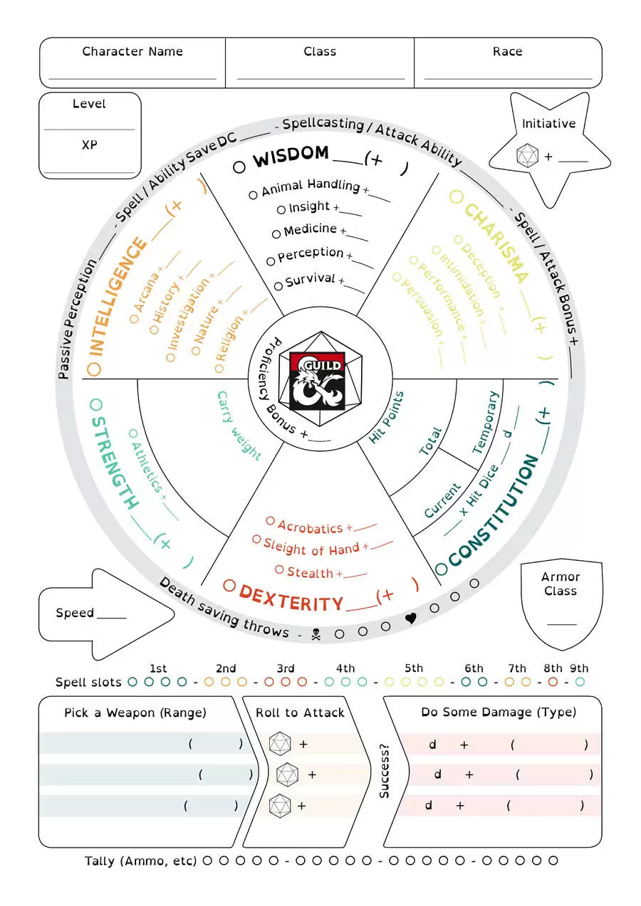 Quick reference character sheet colour blind 1 - Dungeon Masters Guild ...
