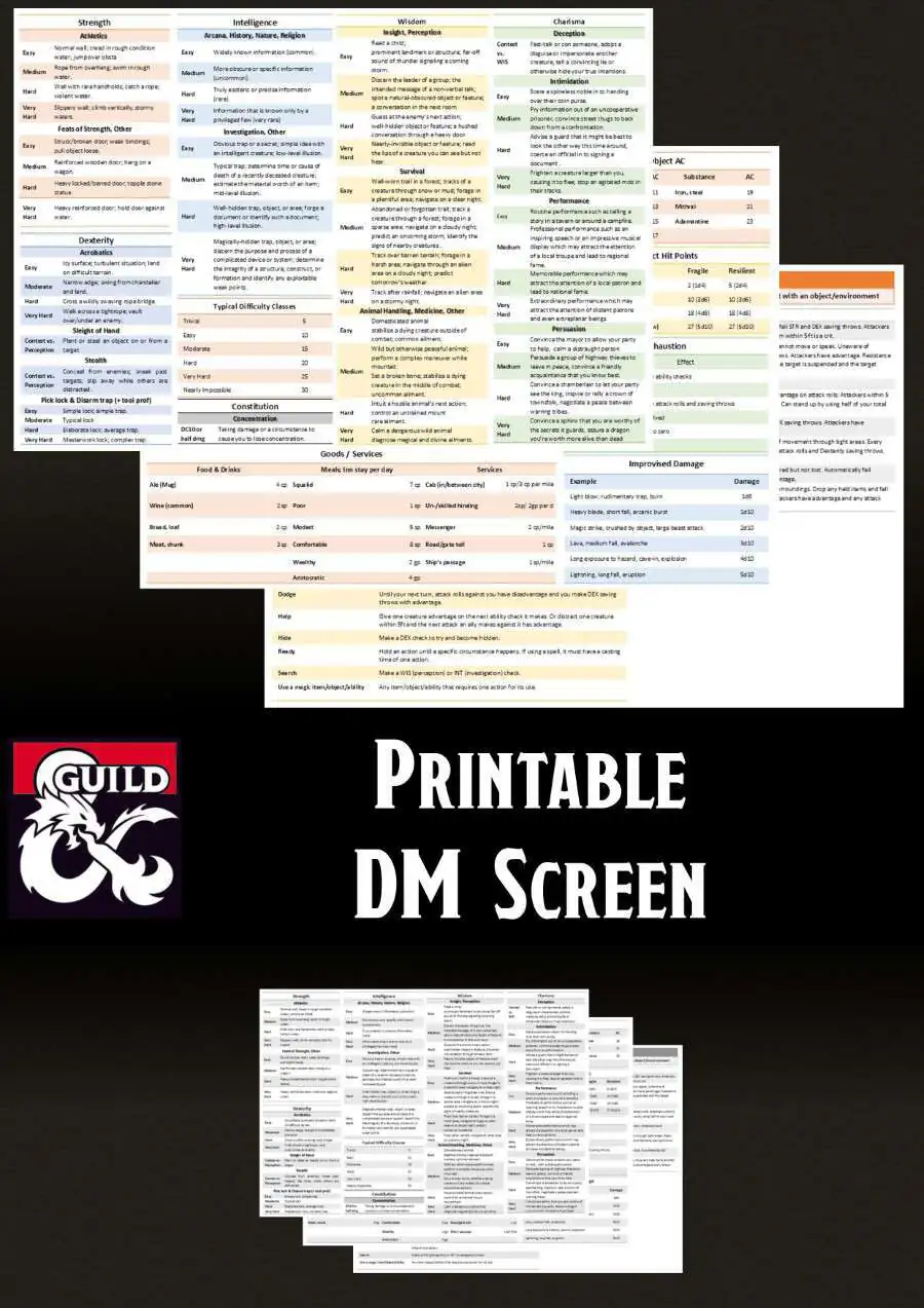 Printable DM Screen - Dungeon Masters Guild | DriveThruRPG
