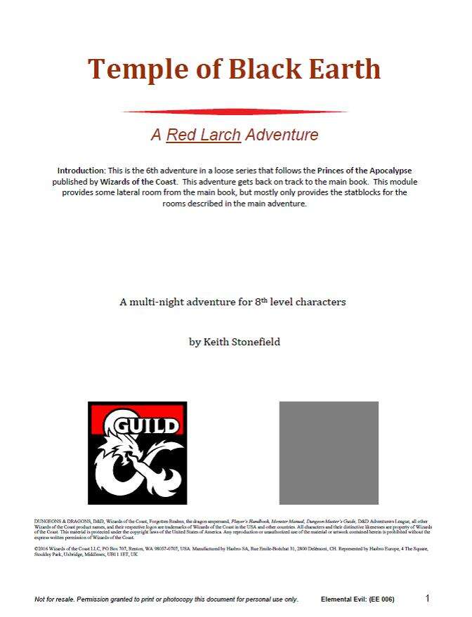 Red Larch 006 Temple of Black Earth - Dungeon Masters Guild | DriveThruRPG