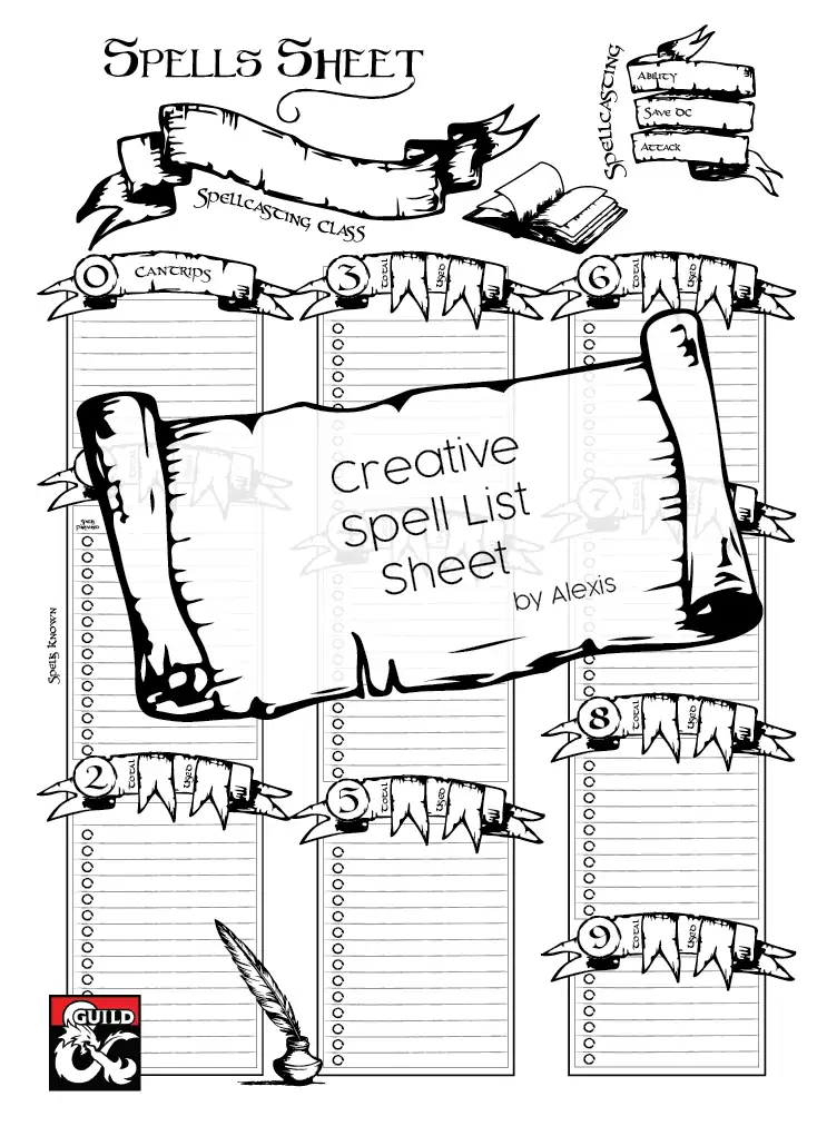 Character Spells List - Dungeon Masters Guild | DriveThruRPG