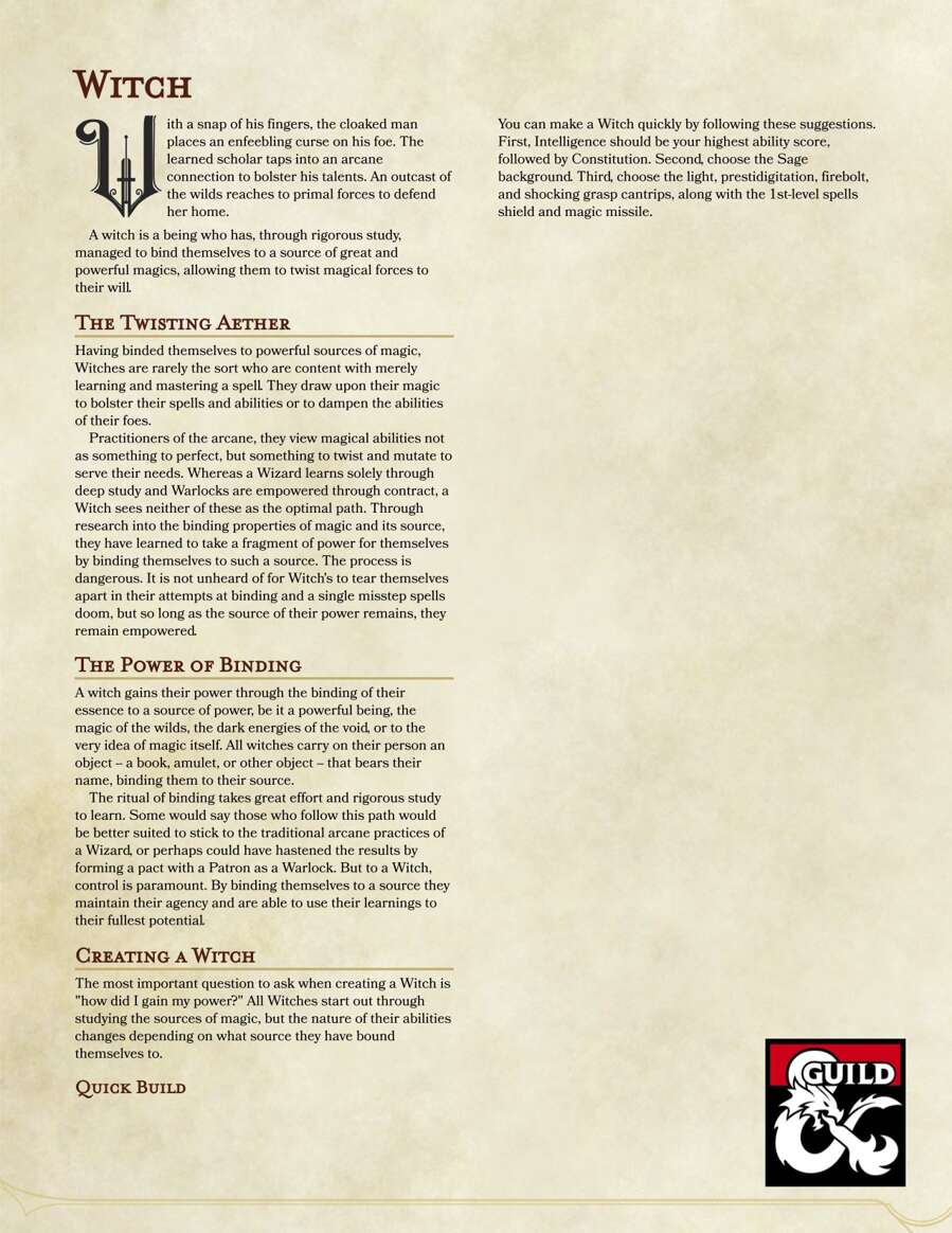 Witch Class for DND 5e - Dungeon Masters Guild | DriveThruRPG