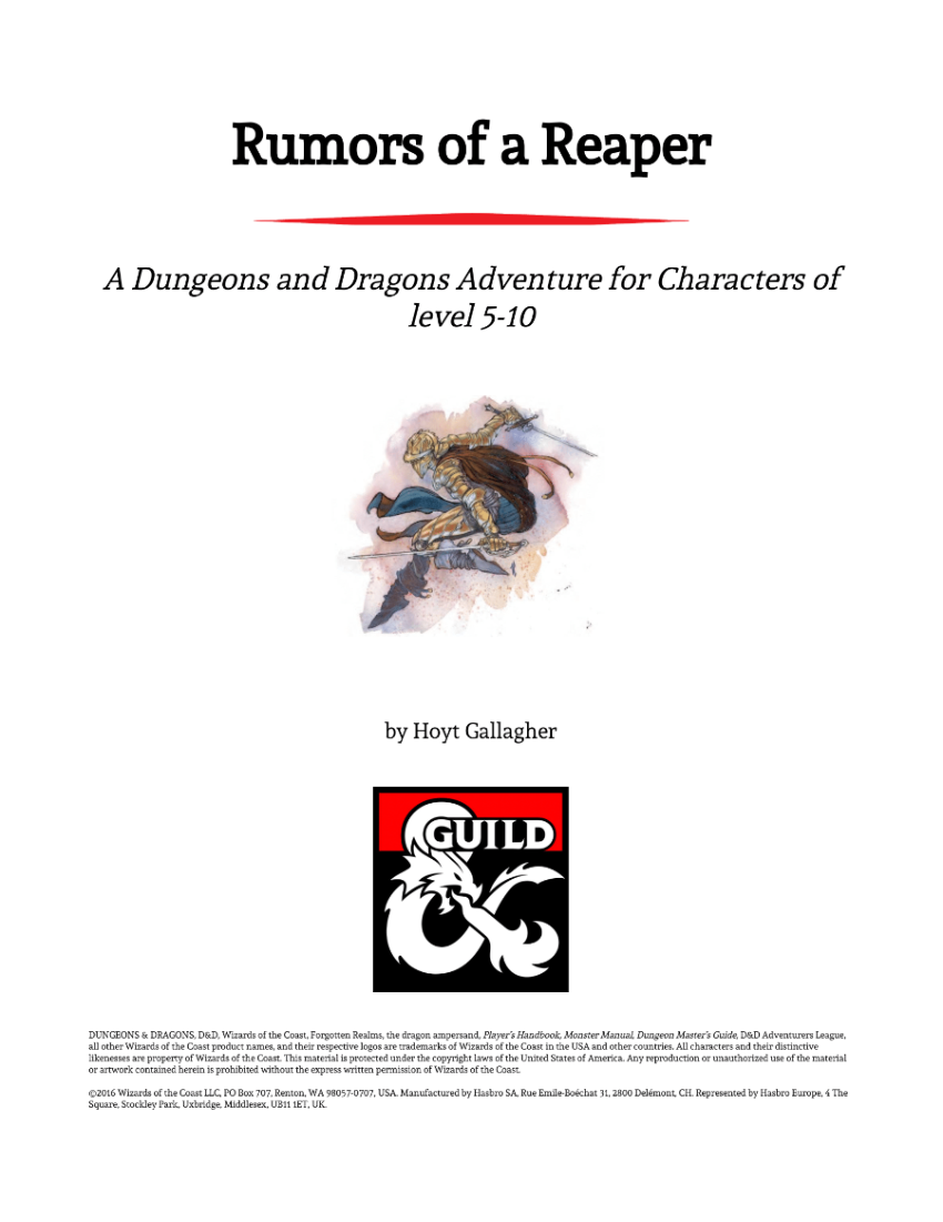 Rumors of a Reaper - Dungeon Masters Guild | DriveThruRPG