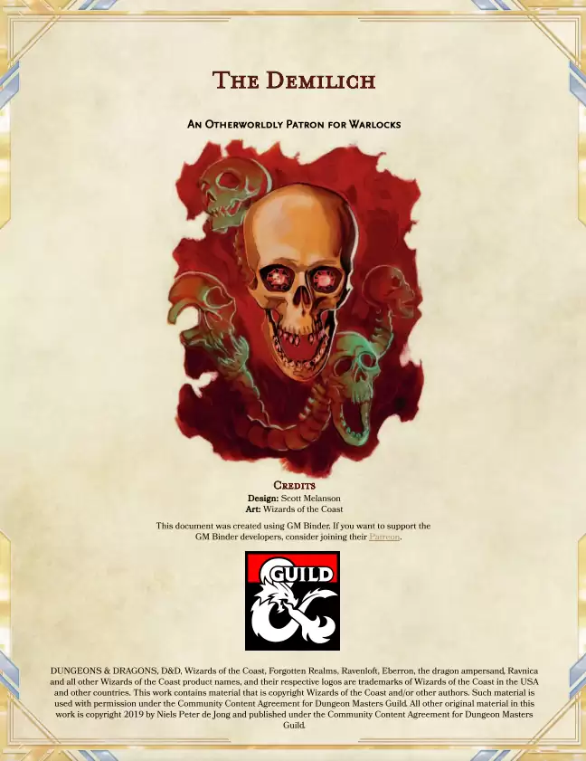 Otherworldly Patron - The Demilich - Dungeon Masters Guild | DriveThruRPG