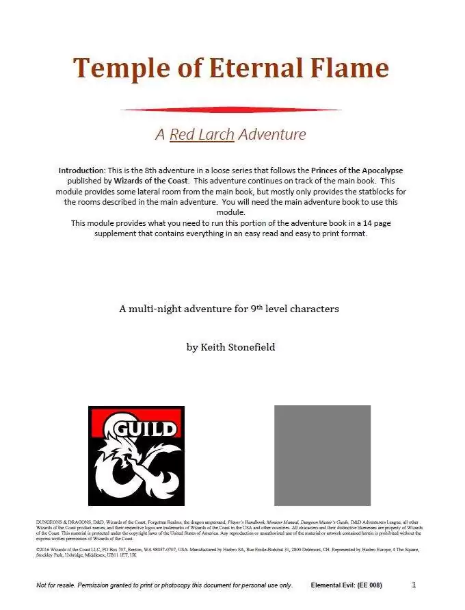 Red Larch: 008 Temple of Eternal Flame - Dungeon Masters Guild ...