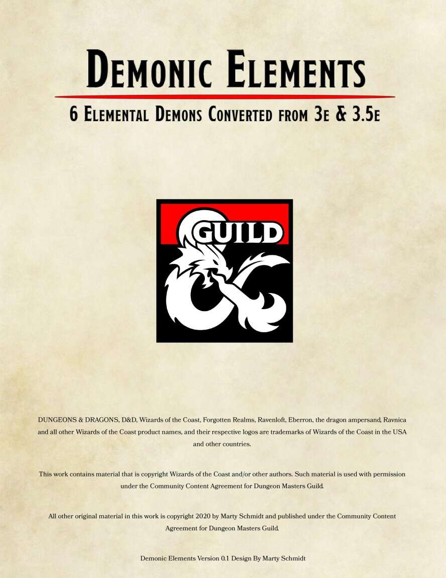 Demonic Elements - Dungeon Masters Guild | DriveThruRPG