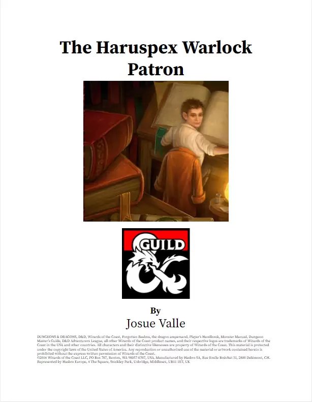 The Haruspex Warlock Patron - Dungeon Masters Guild | DriveThruRPG