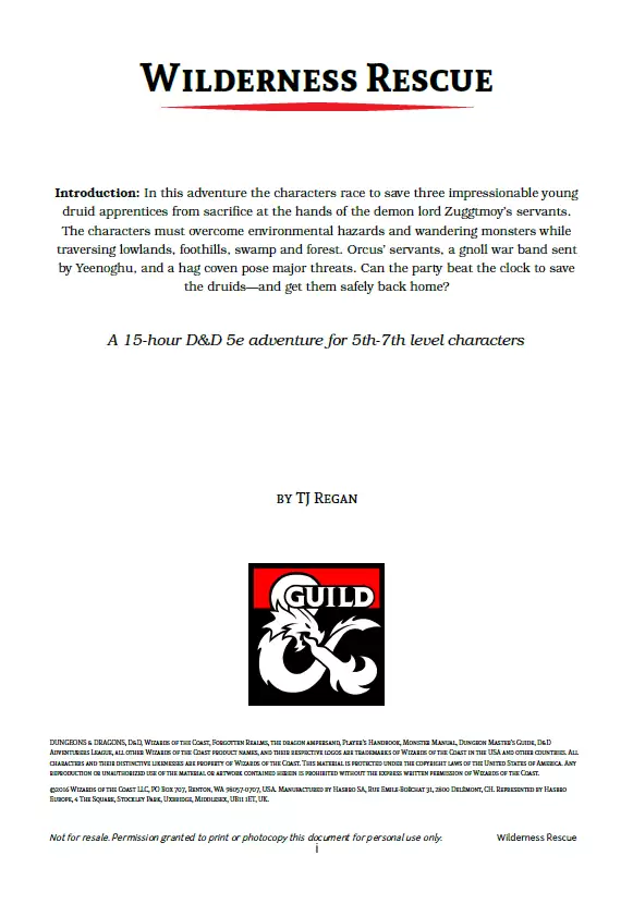 Wilderness Rescue - Dungeon Masters Guild | DriveThruRPG