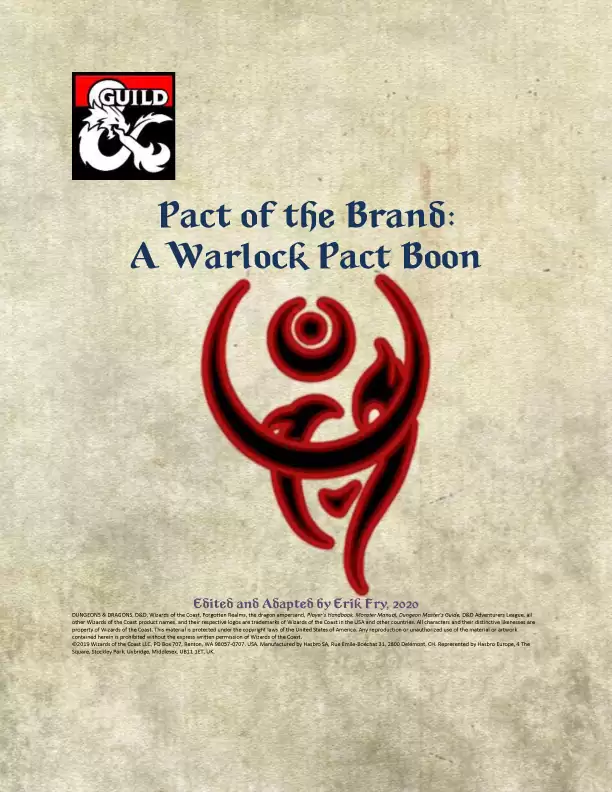 Pact of the Brand - A Warlock Pact Boon - Dungeon Masters Guild ...