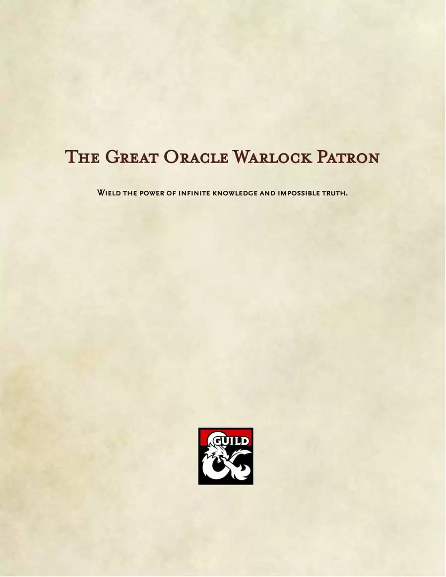 The Great Oracle Warlock Patron - Dungeon Masters Guild | DriveThruRPG