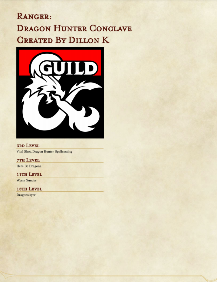 Ranger: Dragon Hunter Conclave - Dungeon Masters Guild | DriveThruRPG