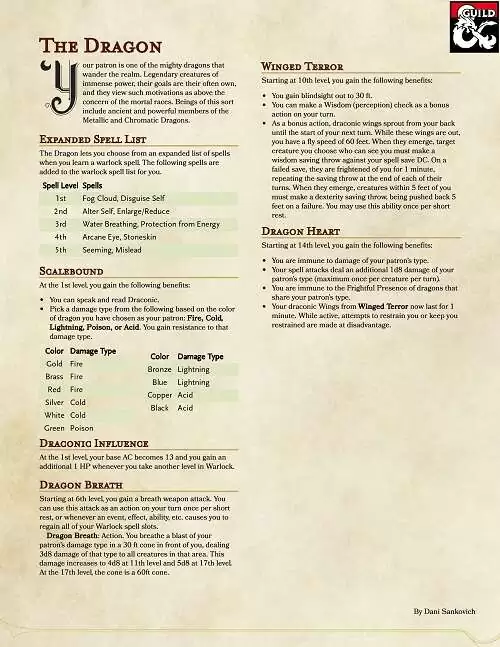 Warlock Patron: The Dragon - Dungeon Masters Guild | DriveThruRPG