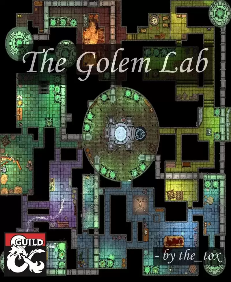 Dungeon battle map (The Golem Lab) - Dungeon Masters Guild | DriveThruRPG