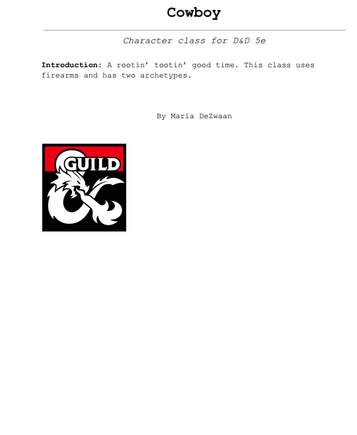Cowboy - Dungeon Masters Guild | DriveThruRPG