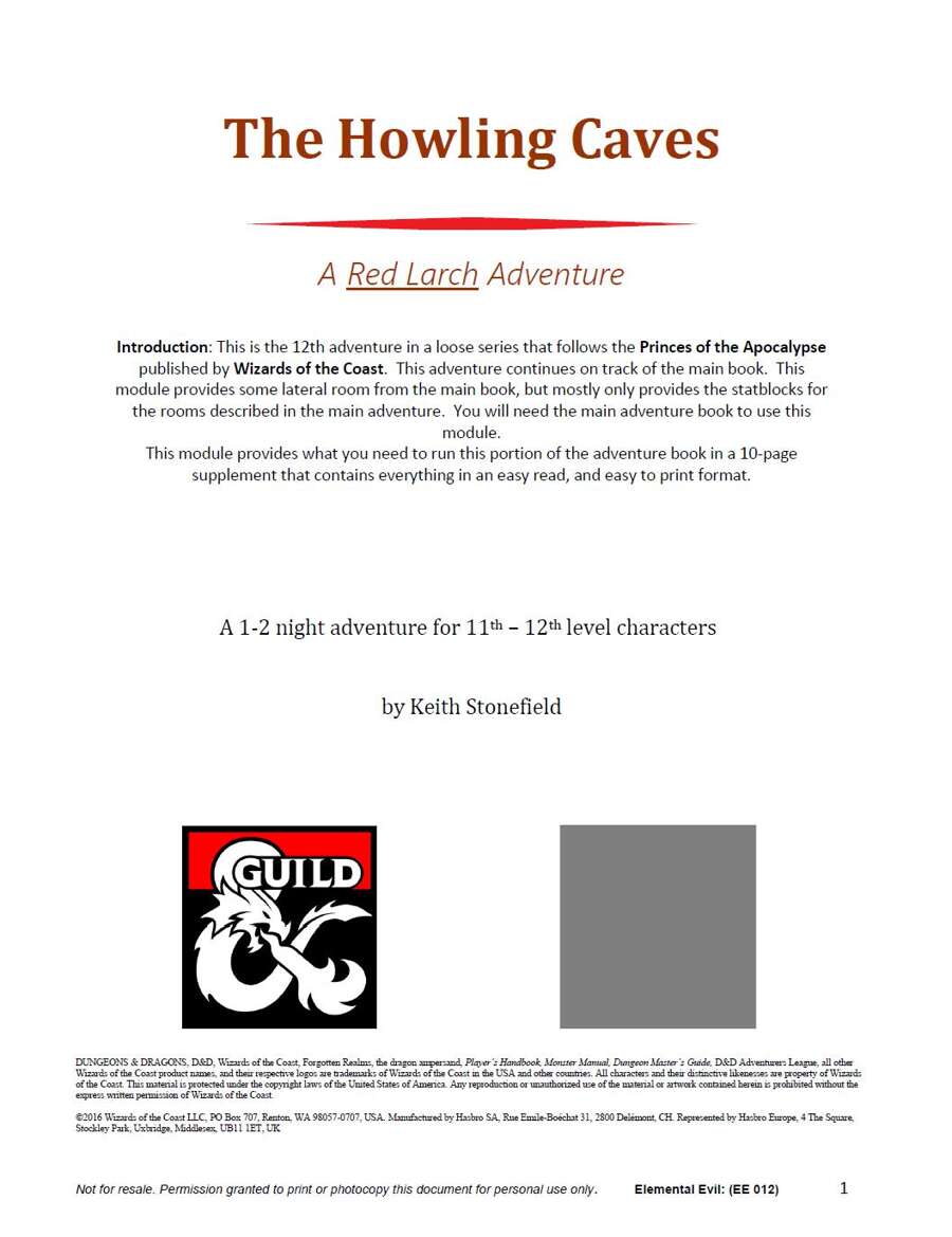 Red Larch 012: The Howling Caves - Dungeon Masters Guild | DriveThruRPG