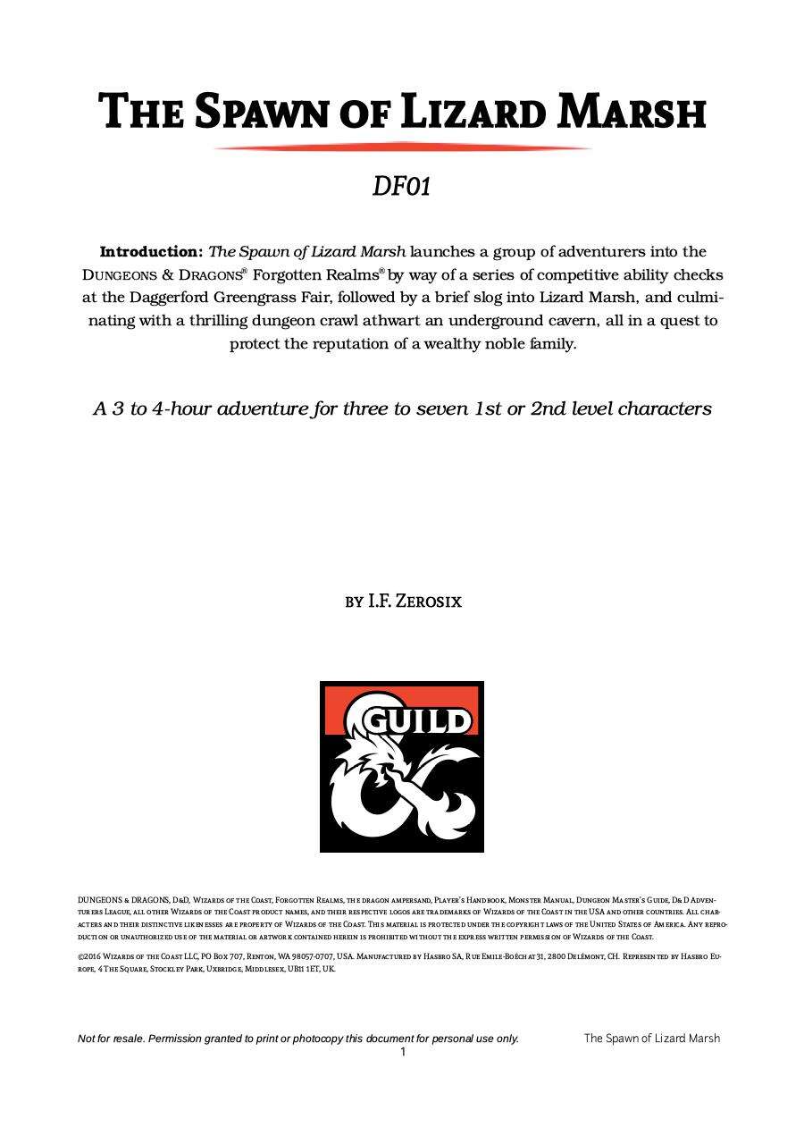 Spawn of Lizard Marsh (DF01) - Dungeon Masters Guild | DriveThruRPG