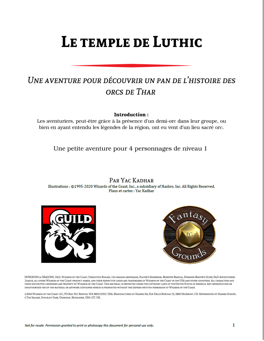 Le temple de Luthic (FGU) - Dungeon Masters Guild | DriveThruRPG