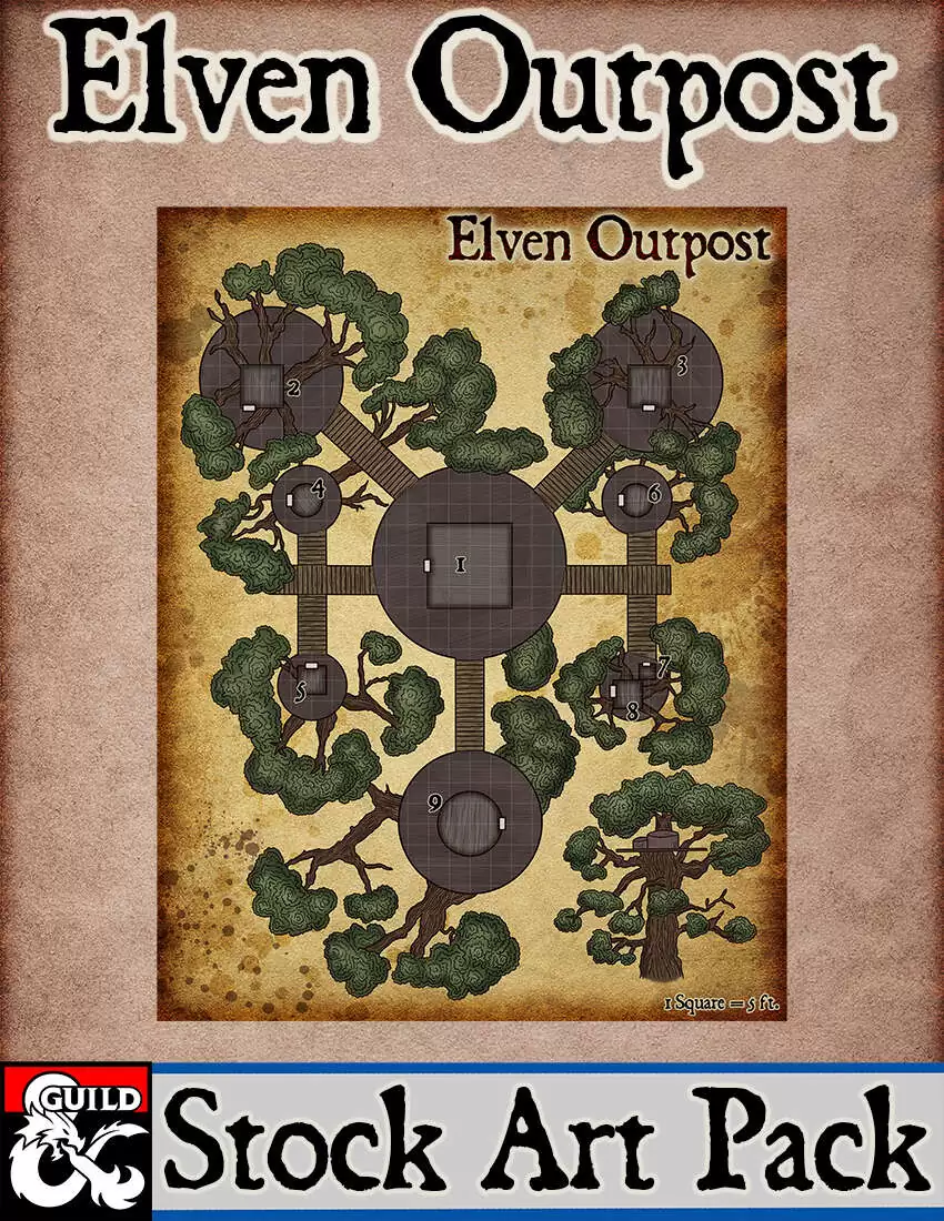 Elven Tower - Elven Outpost | Stock Battlemap - Dungeon Masters Guild ...