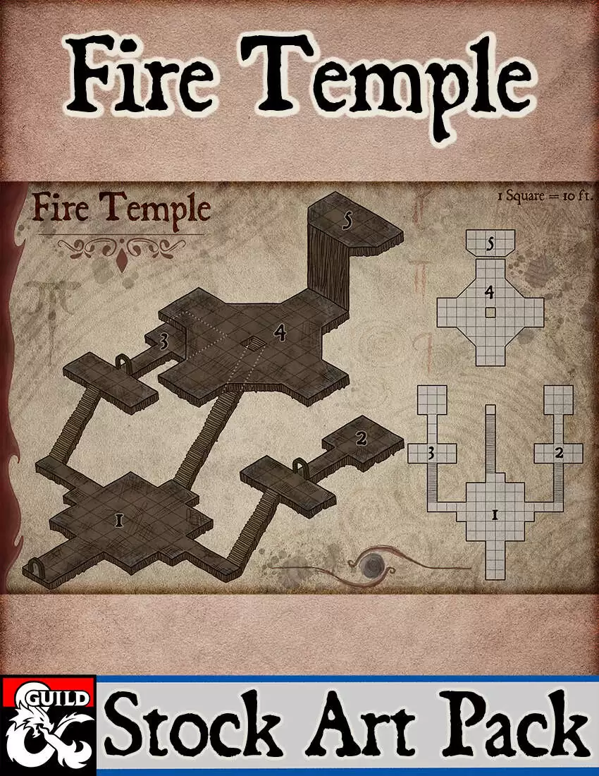 Elven Tower - Fire Temple | Stock Battlemap - Dungeon Masters Guild ...