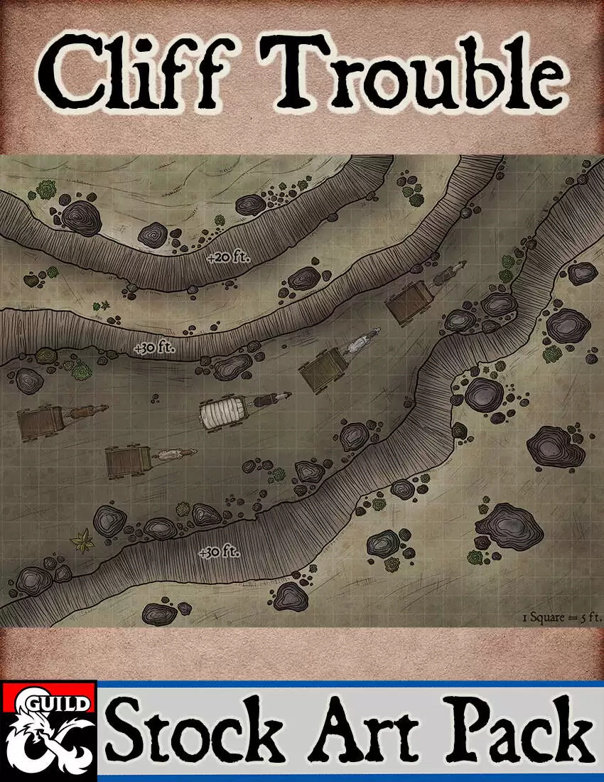 Elven Tower - Cliff Trouble | 23x18 Stock Battlemap - Dungeon Masters ...
